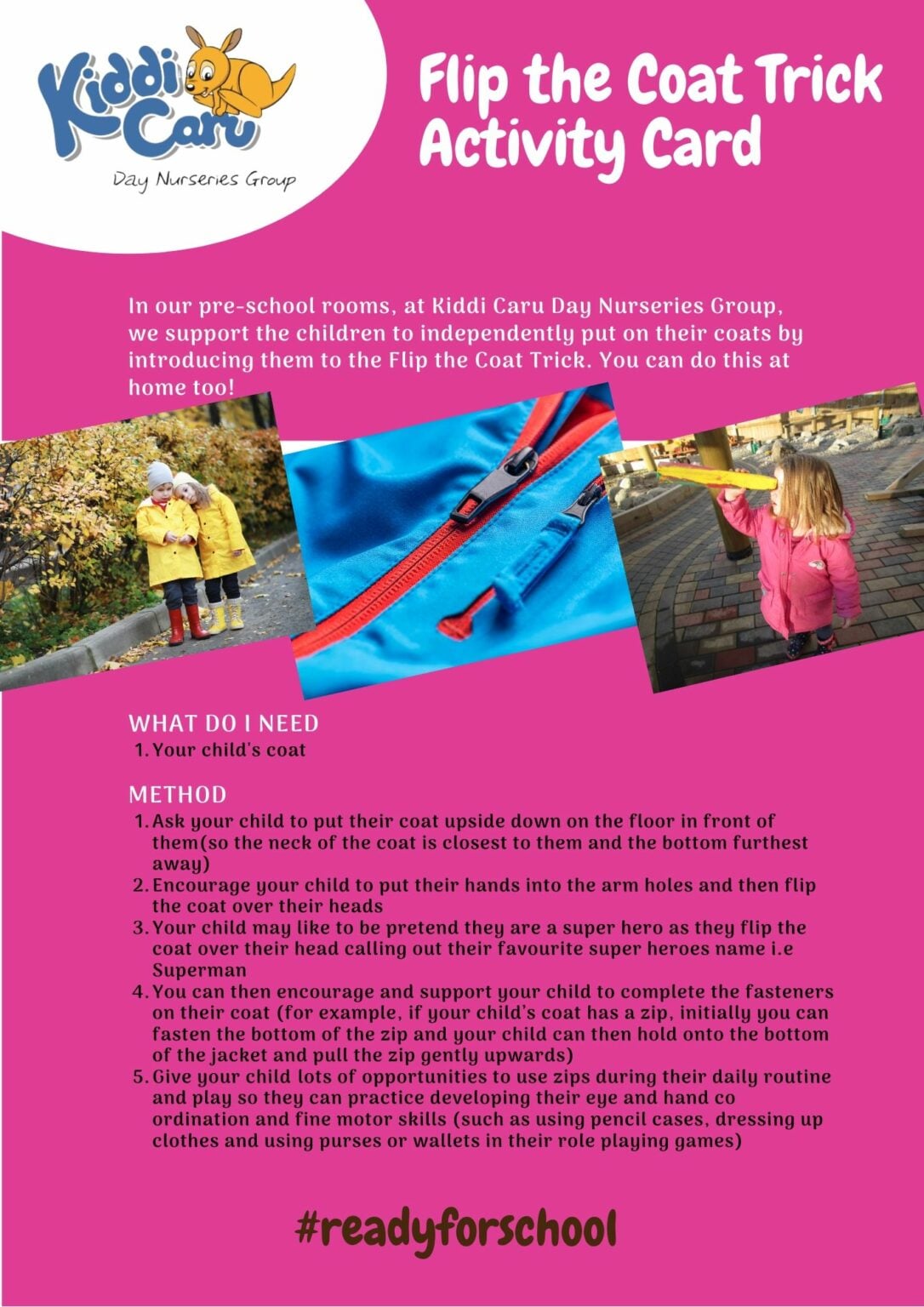 Flip the Coat Trick Activity Card | Grandir UK