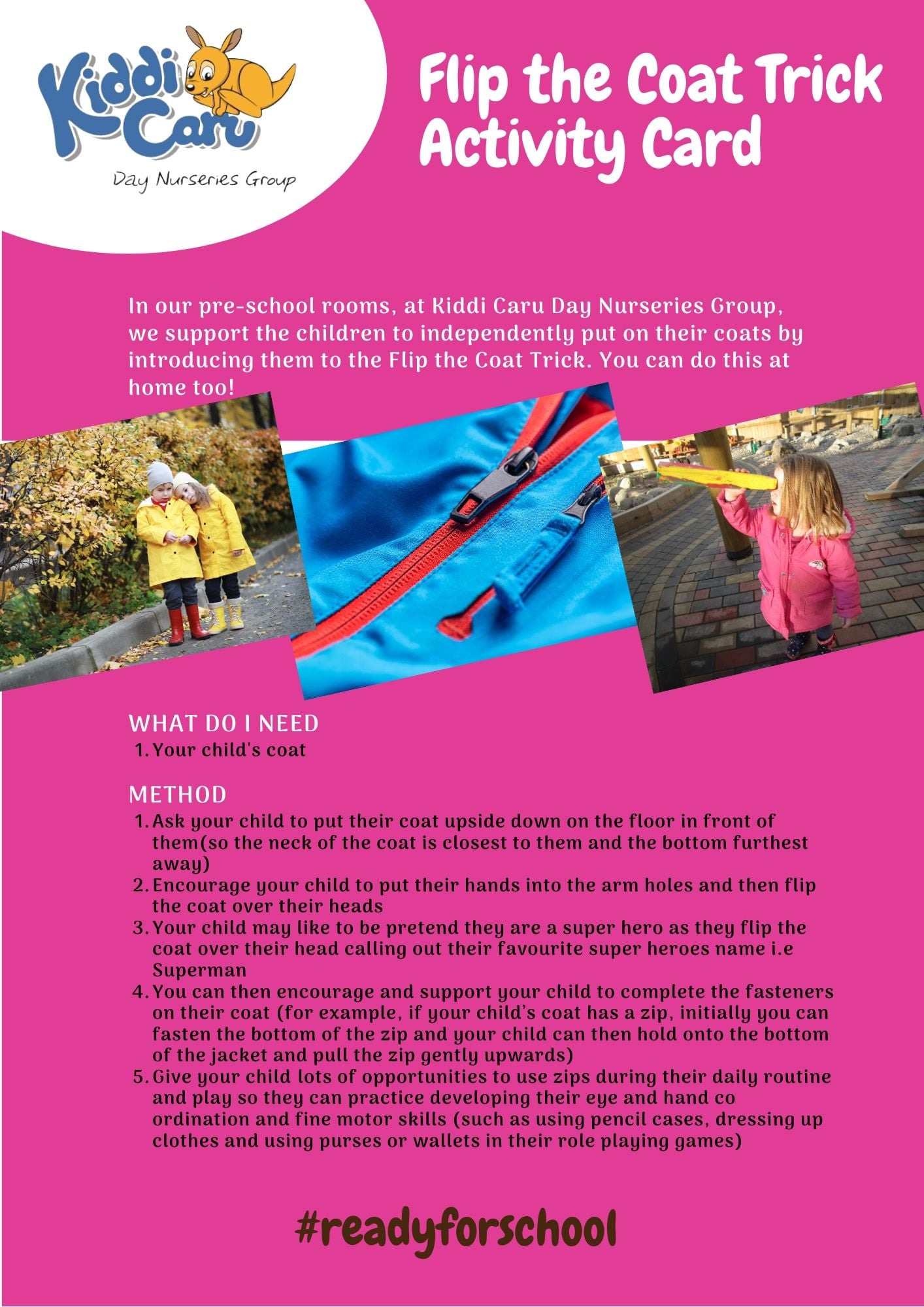 Flip the Coat Trick Activity Card | Grandir UK