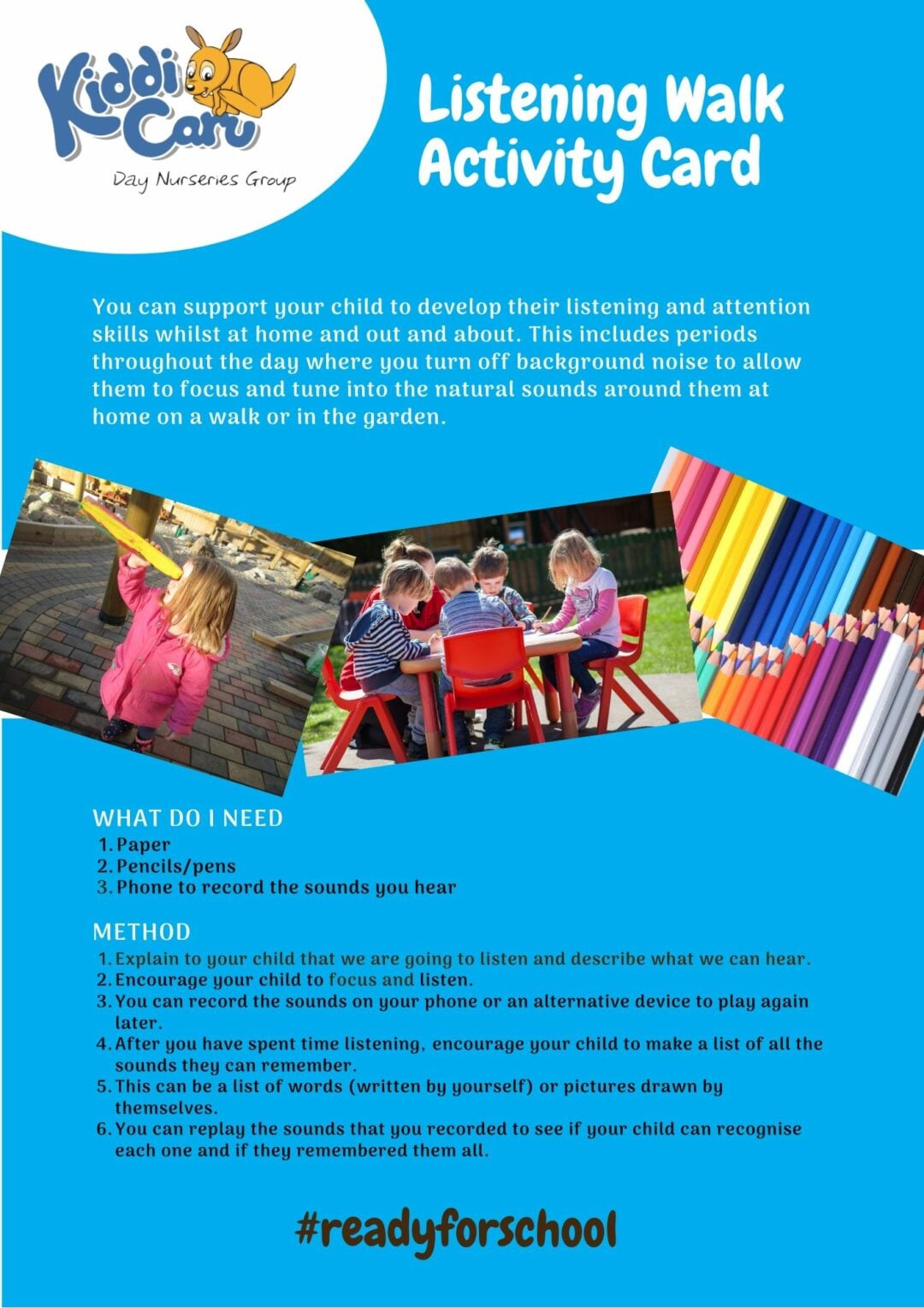 Listening Walk Activity Card | Grandir UK